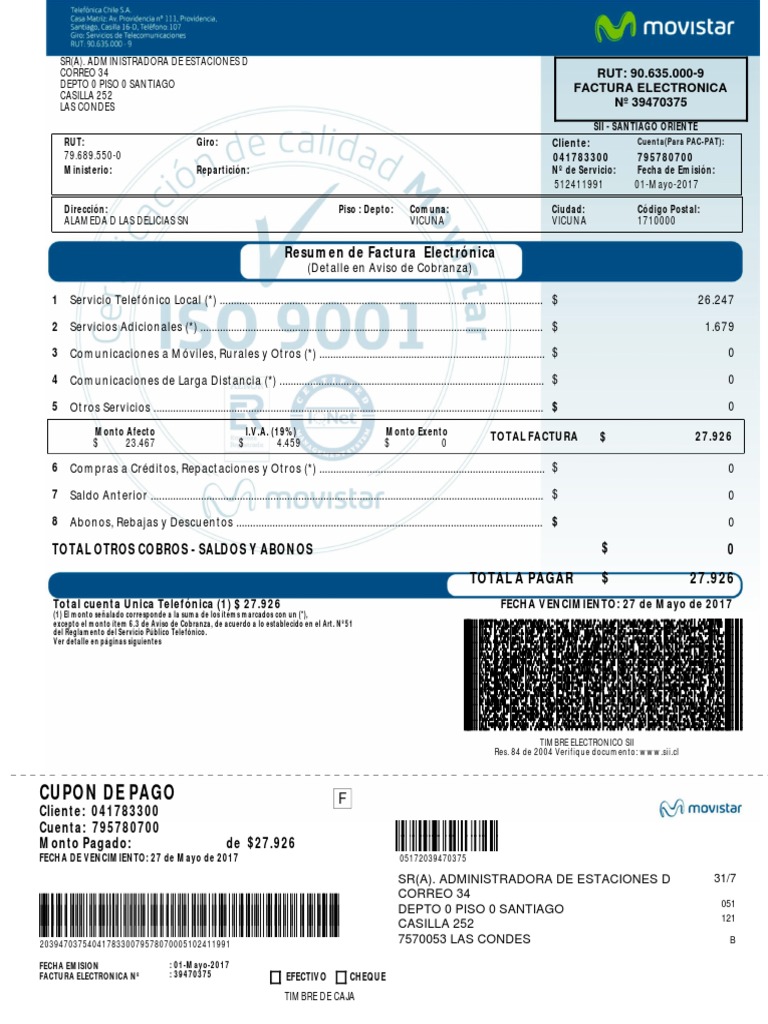 Factura 39470375 Movistar Solicitar Nota de Credito | Factura | Internet
