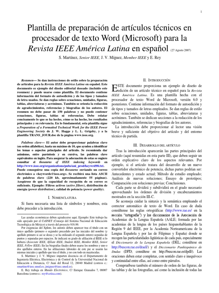 Instrucciones para Artículos IEEE en Español | PDF | Soporte ...