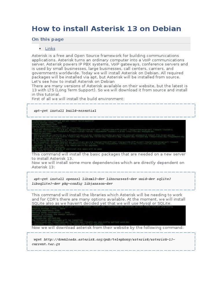 How To Install Asterisk 13 On Debian | PDF | Computer Networking | Telecommunications