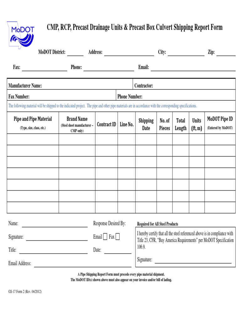 Pipe Shipping Report Form 2 | PDF | Business