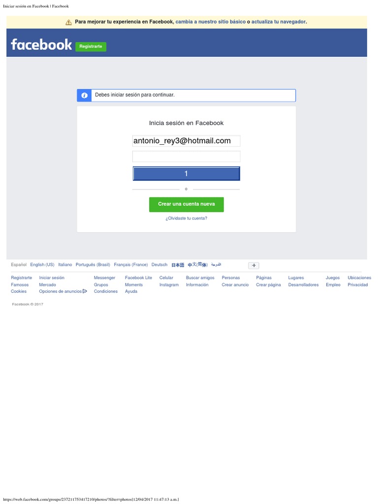Iniciar sesión en Facebook: Guía rápida | PDF