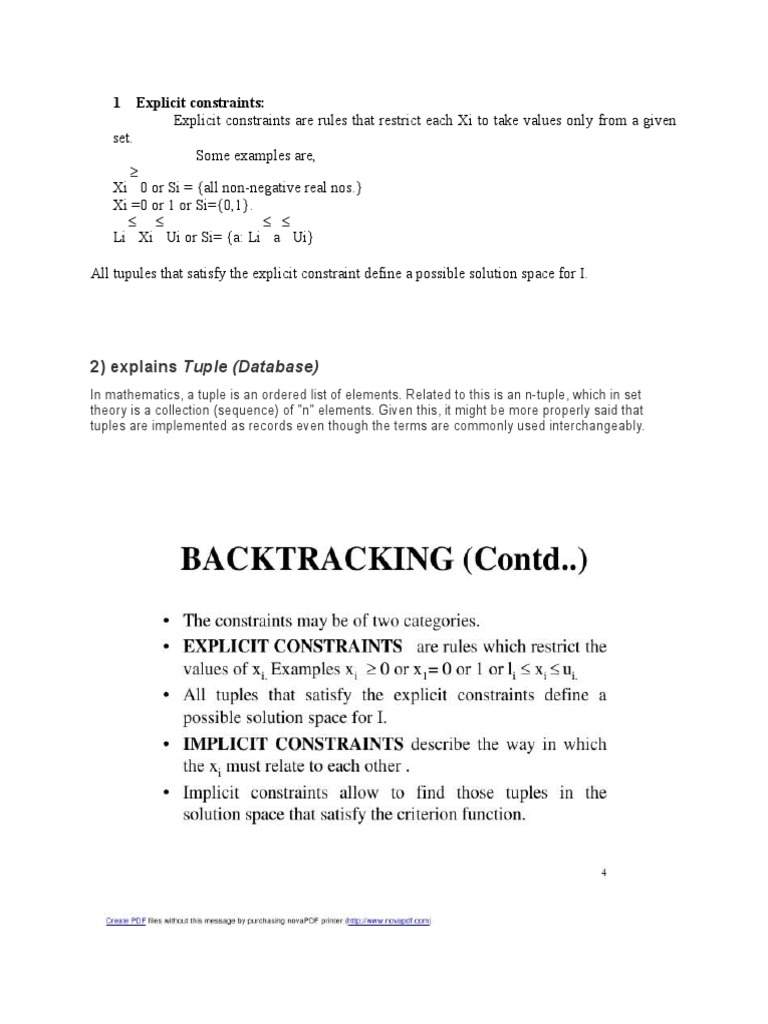 1 Explicit Constraints:: 2) Explains Tuple (Database) | PDF
