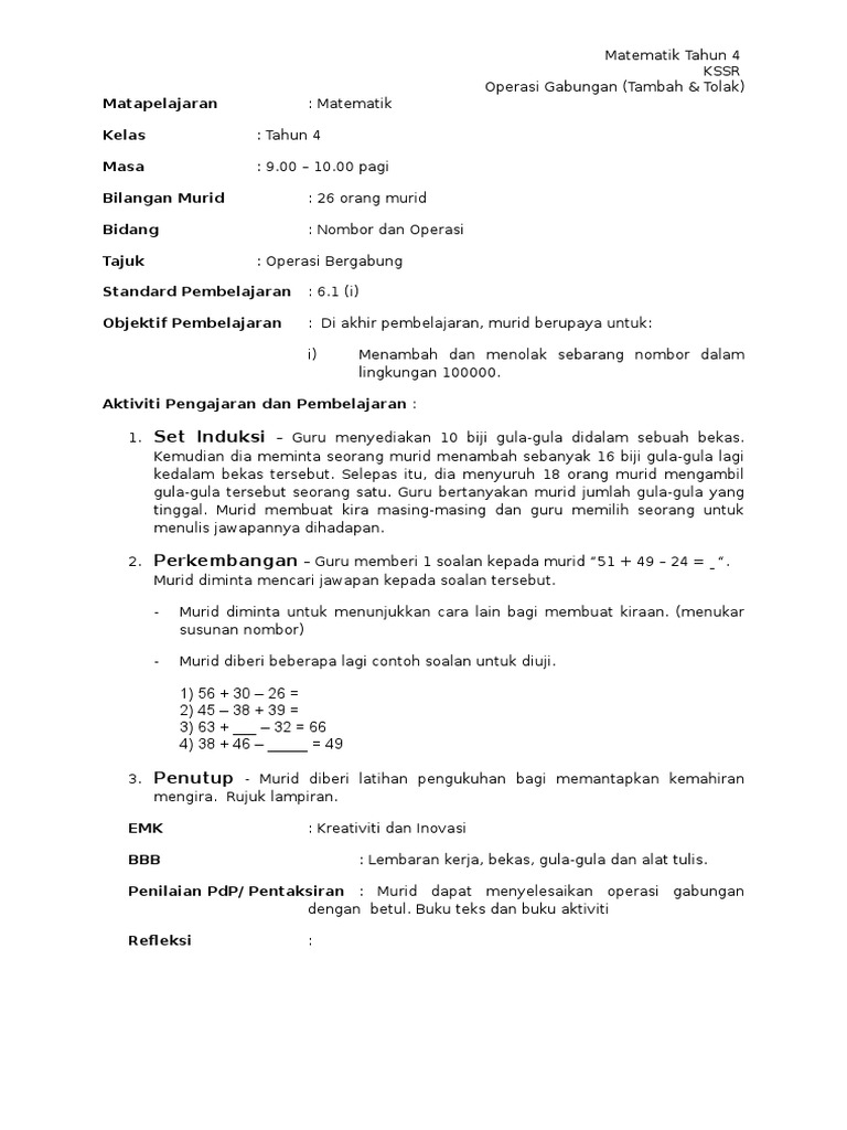 RPH Operasi Gabungan 6.1 | PDF