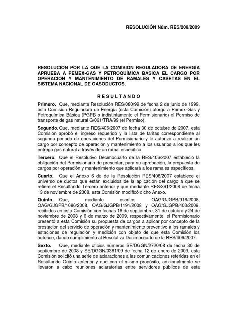 Res 208 2009 | PDF | Filtración | México
