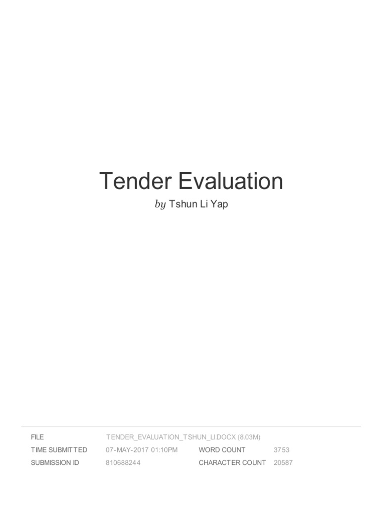Tender Evaluation | PDF