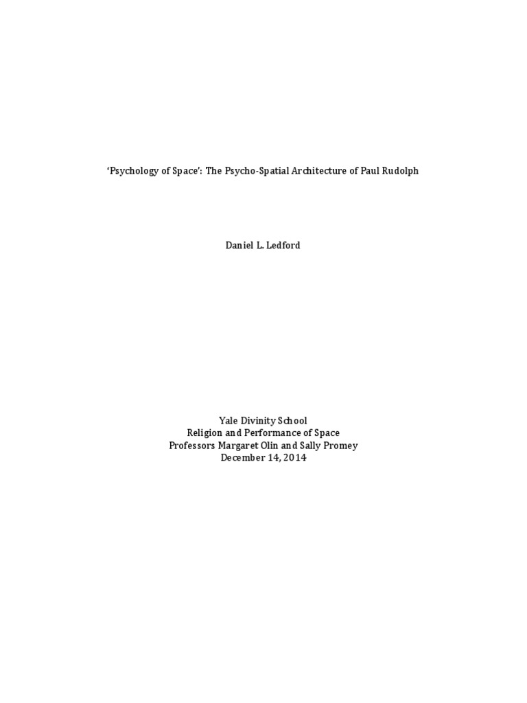 Paul Rudolph's Psycho-Spatial Architecture | PDF | Thought | Schema ...