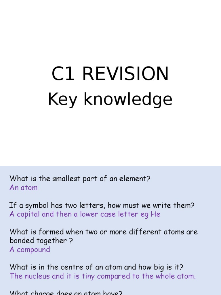 Crammer Powerpoint c1 | PDF | Ion | Metals