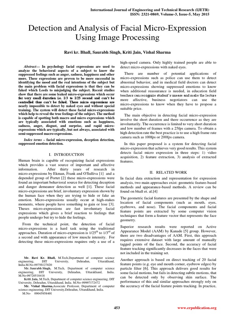 Detection and Analysis of Facial Micro-Expression Using Image ...