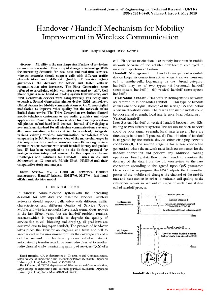 Handover / Handoff Mechanism For Mobility Improvement in Wireless ...