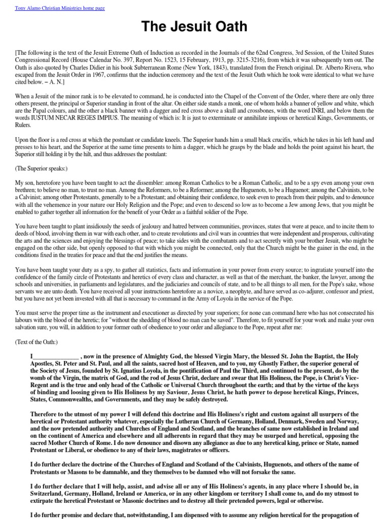The Jesuit Oath | Pope | Protestantism