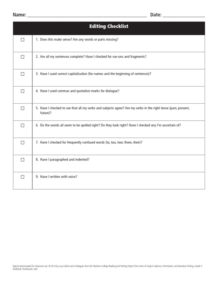 Editing Checklist | PDF