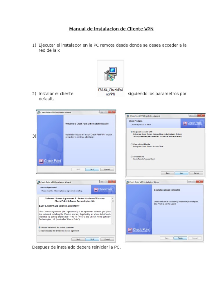 Manual de Instalacion de Cliente VPN CheckPoint - V1 | PDF