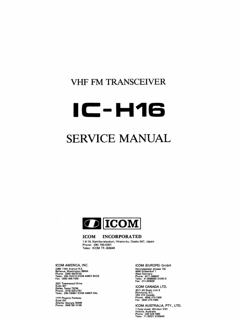 ICOM IC-H16 Service Manual | PDF