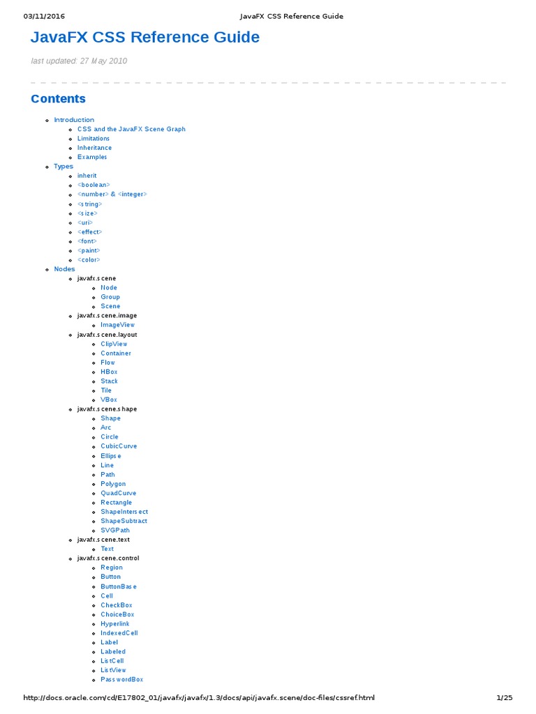 JavaFX CSS Reference Guide | Download Free PDF | Cascading Style Sheets ...