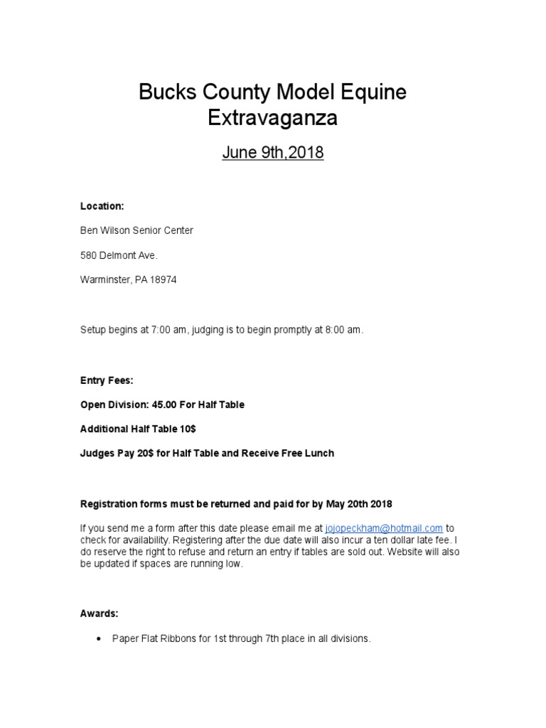 Bucks County Model Equine Extravaganza | PDF | Equidae | Horse Breeding ...