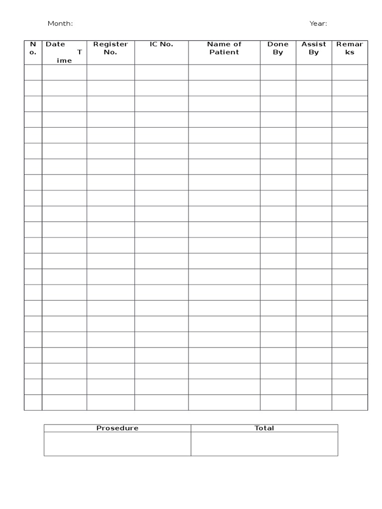 Patient Registration Log | PDF