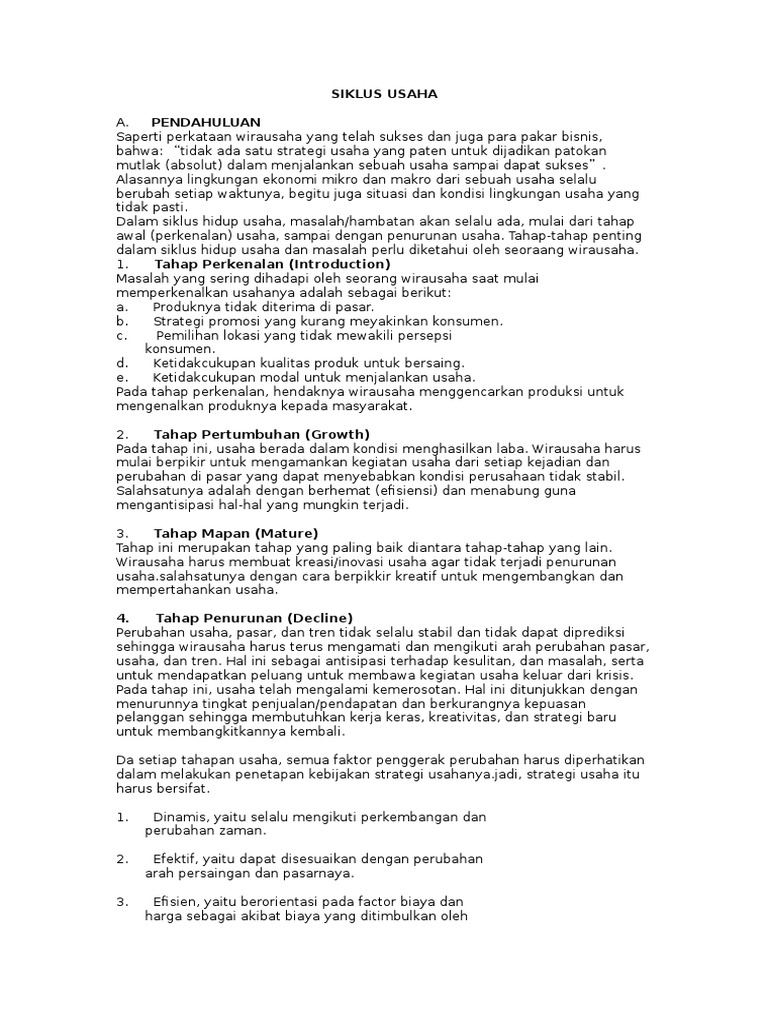 Siklus Usaha | PDF | Bisnis