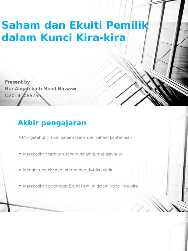 Saham & Ekuiti Pemilik Dalam Kunci Kira-Kira | PDF