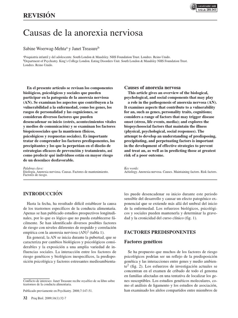 Causas de La Anorexia Nerviosa | PDF | Desorden obsesivo compulsivo ...