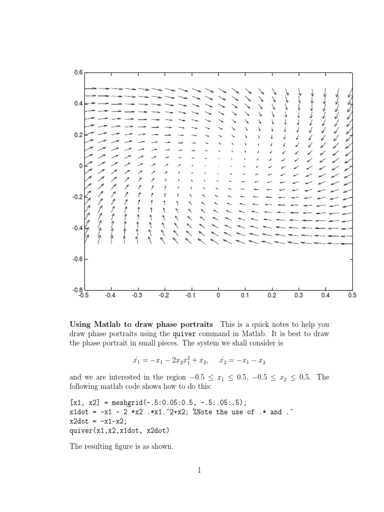 Draw Phase Portraits in Matlab | PDF