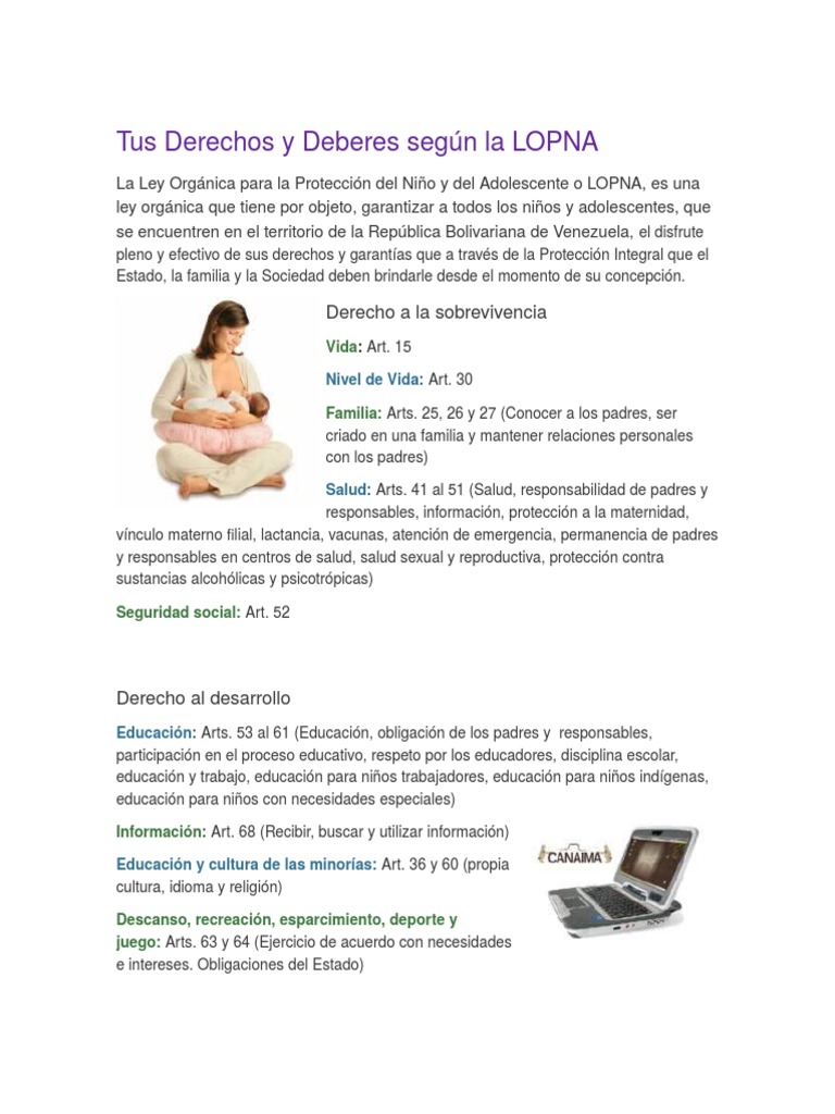 Derechos y Deberes según la LOPNA | PDF | Libertad de expresión | Familia