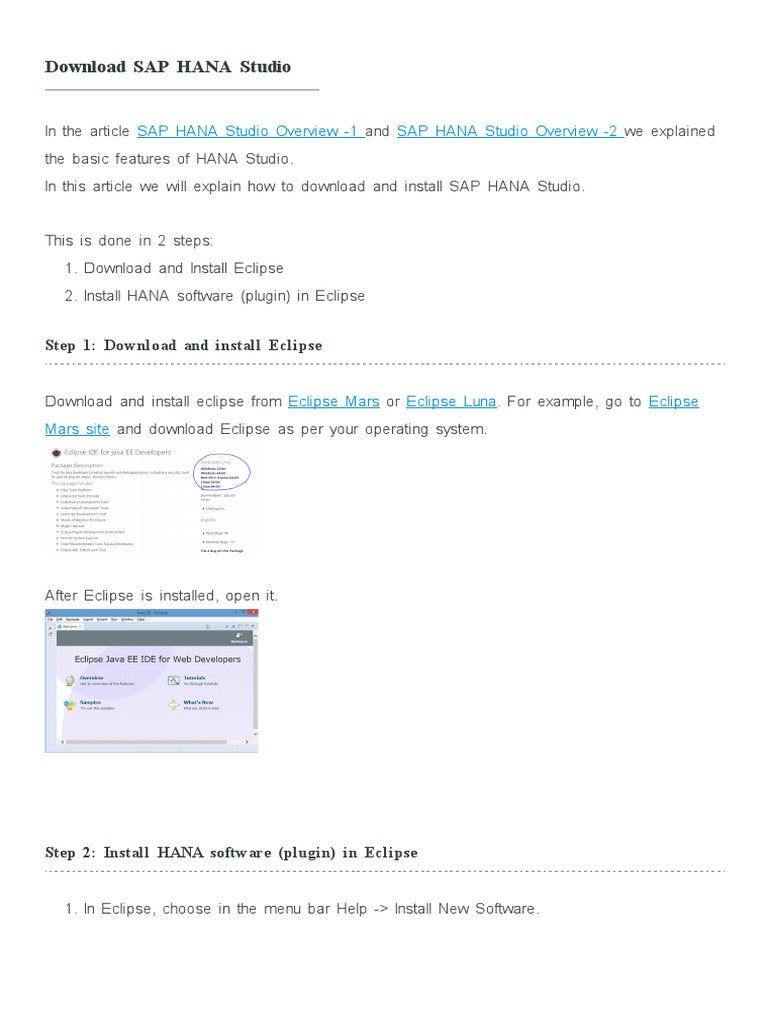 SAP HANA Studio Download | PDF