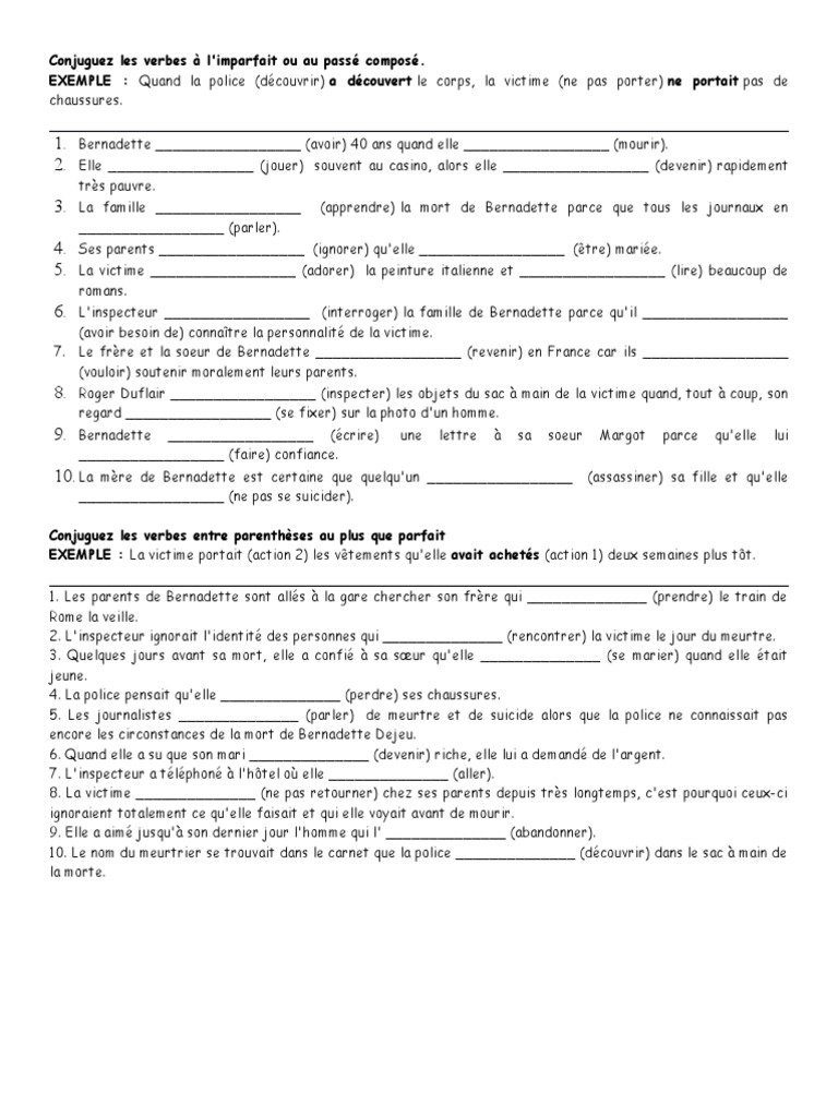 Exercices sur l'imparfait et plus-que-parfait | PDF | Langue française
