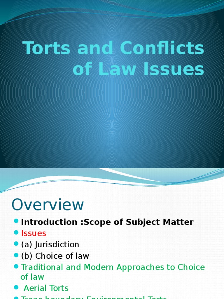 Torts Conflict of Law | PDF | Tort | Choice Of Law