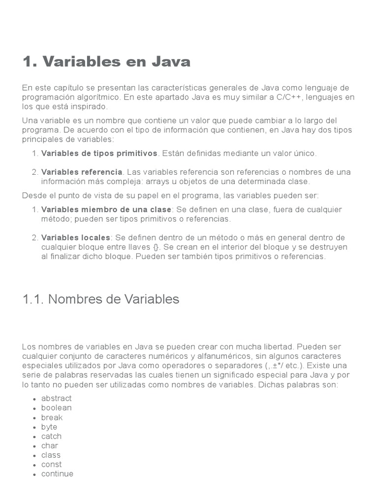 Variables y Operadores - Curso de Java Desde Cero | PDF | Objeto ...