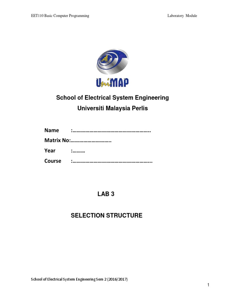 Lab 03 Selection Structures Pdf Control Flow Computer Programming 7314