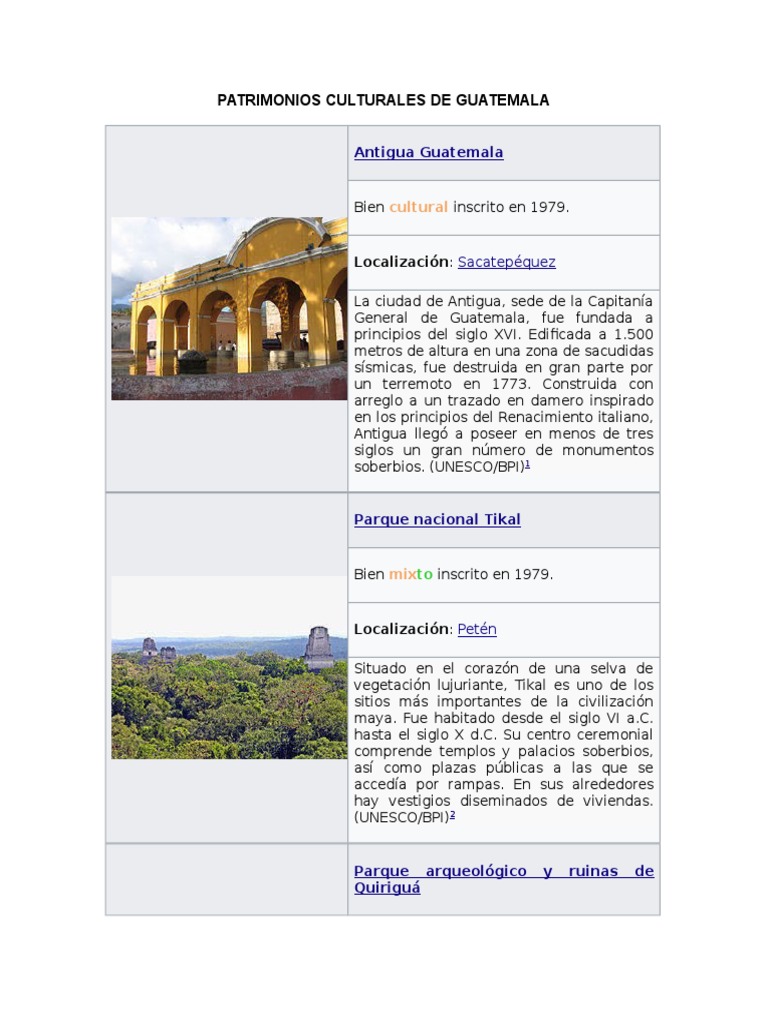 Patrimonios Culturales de Guatemala | Guatemala | Civilización maya