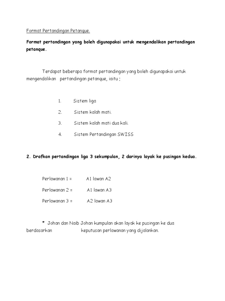 Format Pertandingan Petanque | PDF