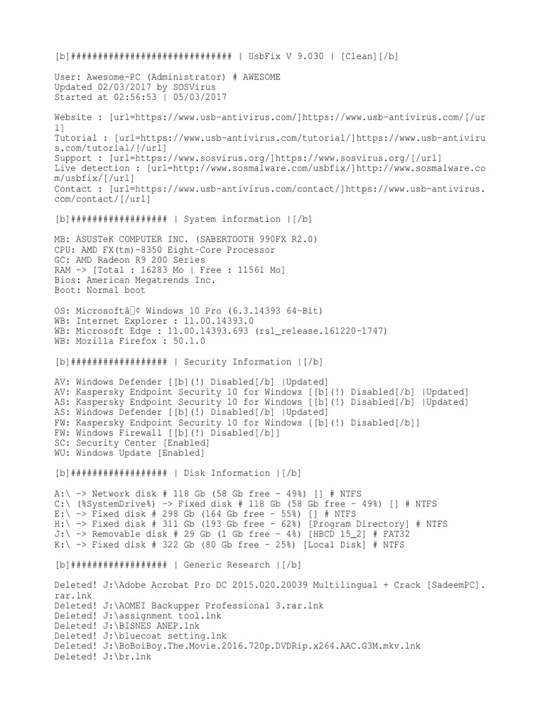 UsbFix Report | Download Free PDF | Windows Registry | Microsoft Windows