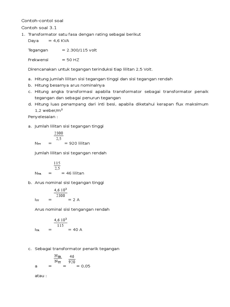 Contoh Soal Trafo | PDF
