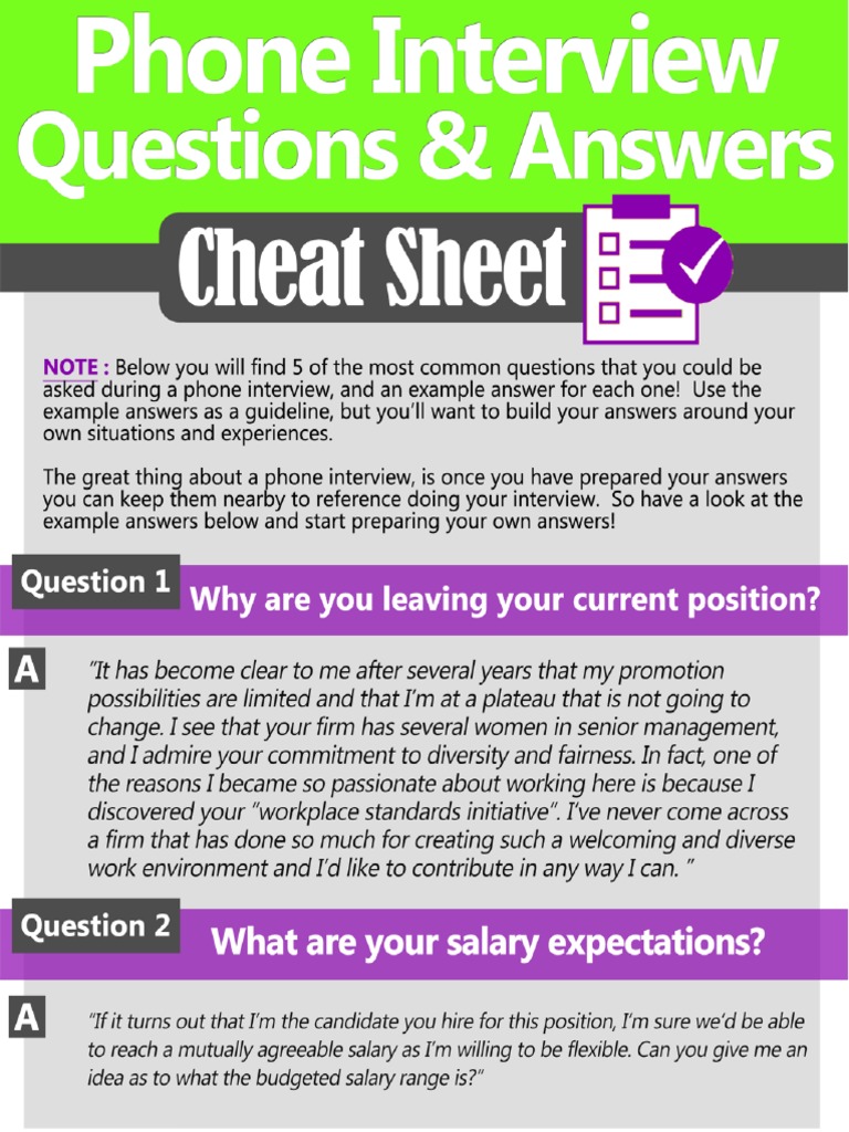 Phone Interview Cheat Sheet | PDF Phone Interview Cheat Sheet | PDF