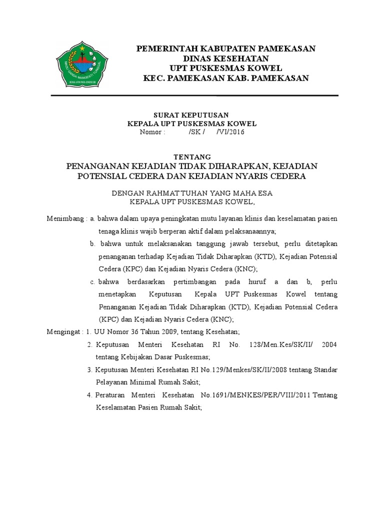 SK Penanganan Pasien KTD, KTC, KNC, KPC | PDF