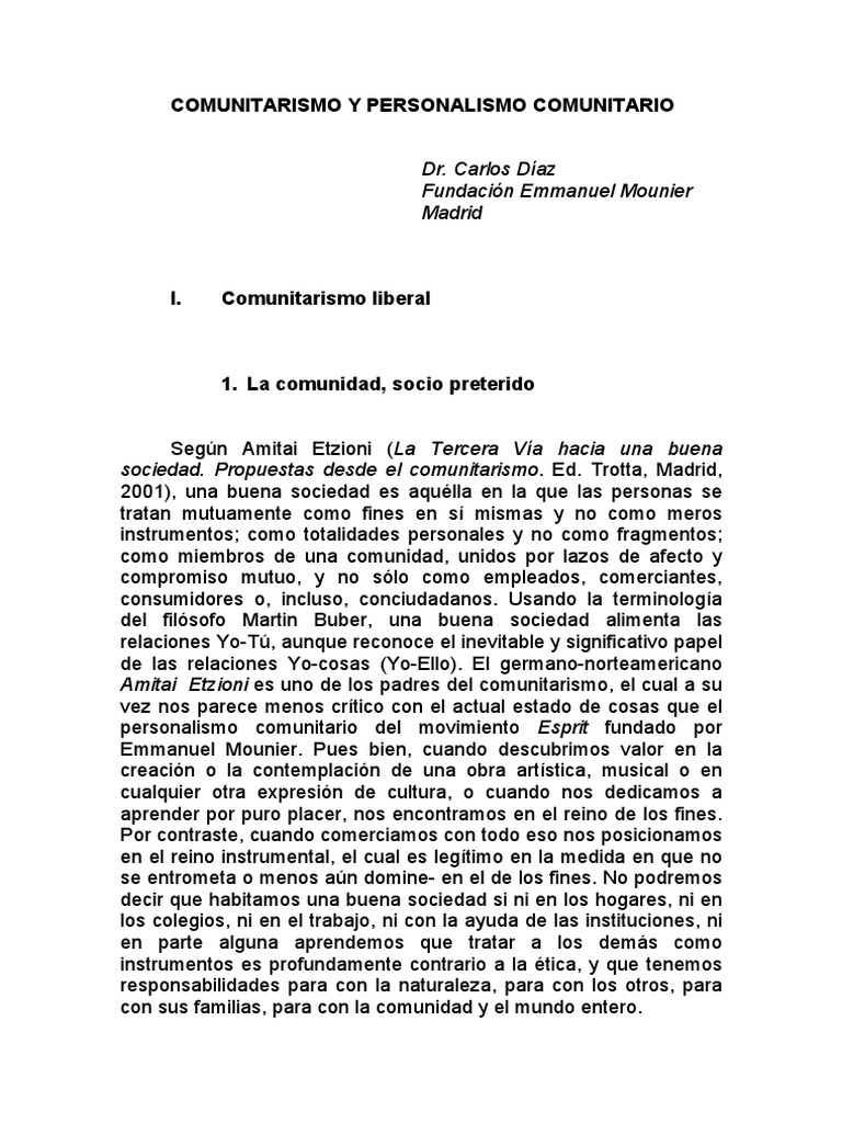 Comunitarismo y Personalismo Comunitario | PDF | Estado (política ...