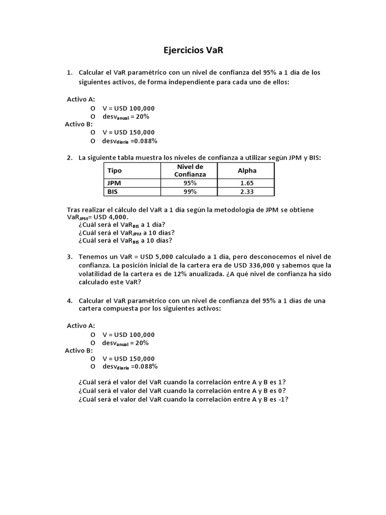 Cálculo del VaR Paramétrico | PDF | Enseñanza de matemática