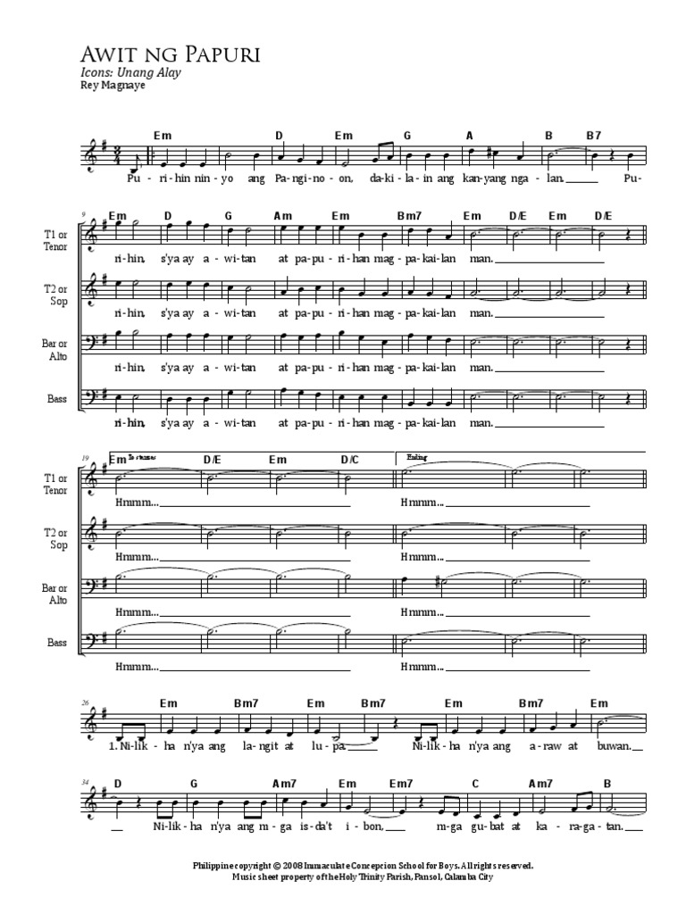 Awit Ng Papuri SATB Rey Magnaye Icons | Vocal Music | Choral Music