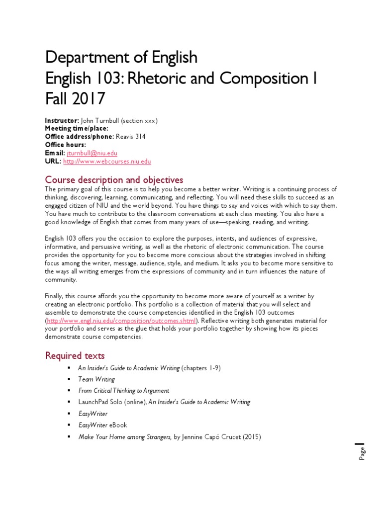 English 103: Writing Skills Course | PDF | Rhetoric | Plagiarism