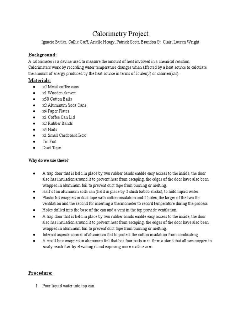 Homemade Calorimeter Experiment | PDF | Heat | Thermodynamics