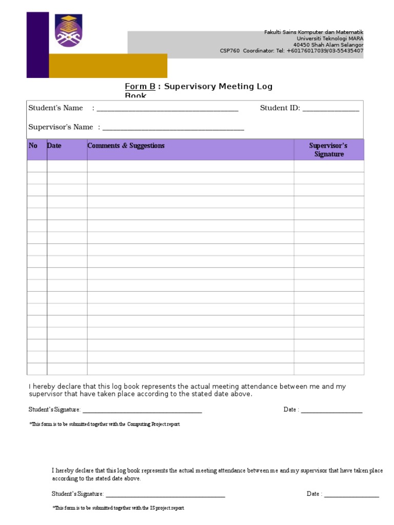 Form B - Logbook | PDF | Business