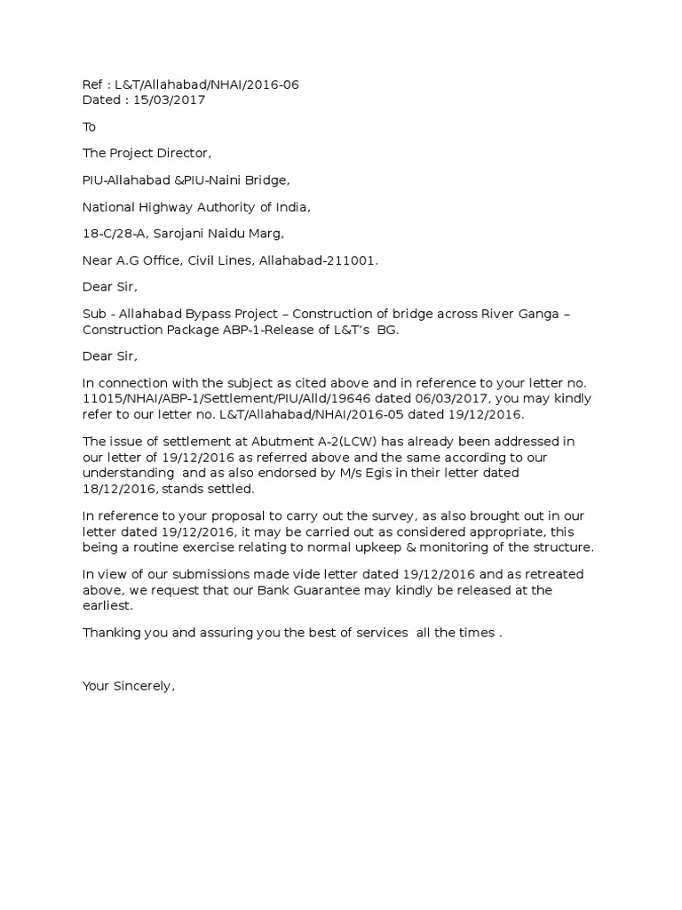 NHAI Letter 15 March 2017