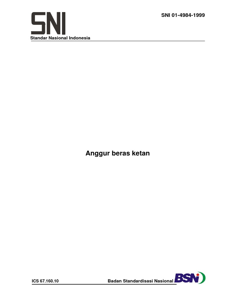 SNI Anggur Beras Ketan 1999 | PDF