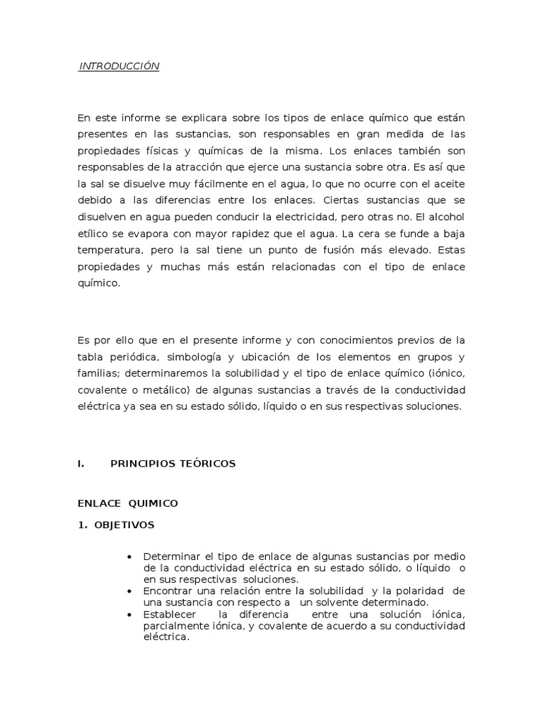 Informe 5 de Quimica - Enlace Quimico | PDF | Enlace químico ... Informe 5 de Quimica - Enlace Quimico | PDF | Enlace químico ...
