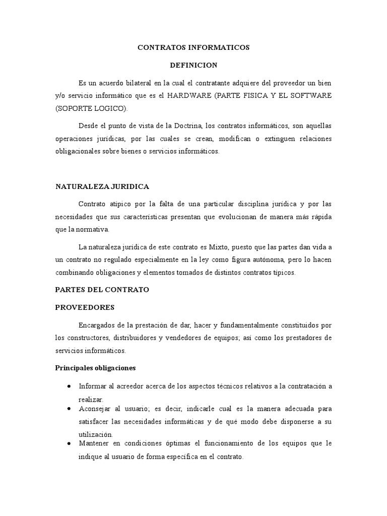 Contratos Informaticos | PDF | Hardware de la computadora | Delito