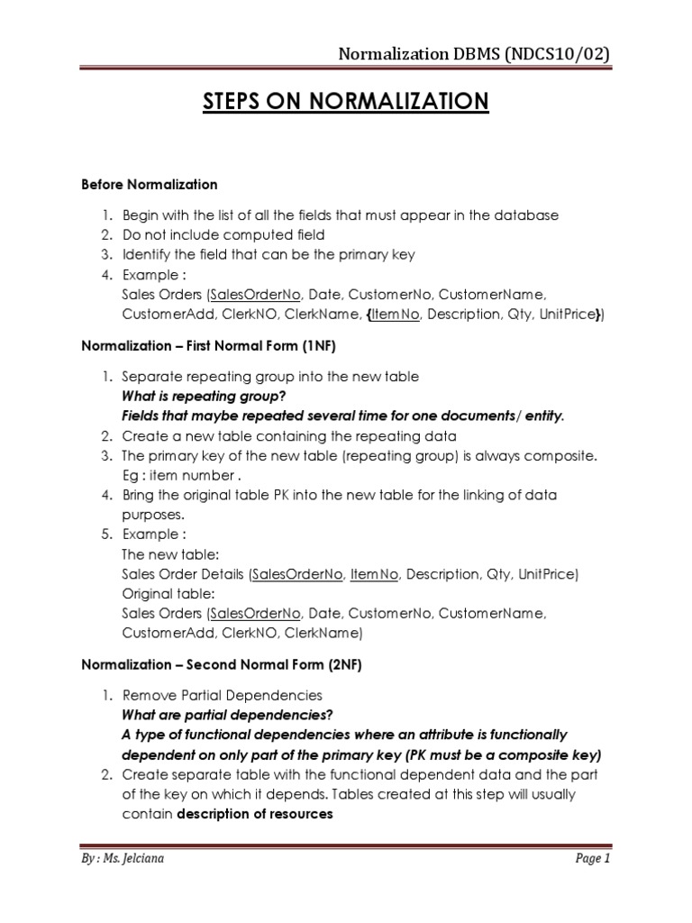 Steps On Normalization | PDF | Databases | Information Retrieval