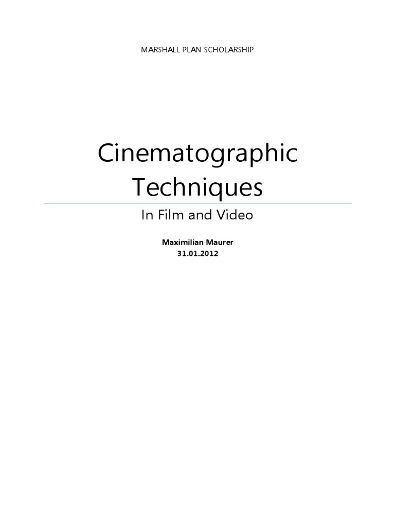 Cinematographic Techniques | PDF | Cinematography