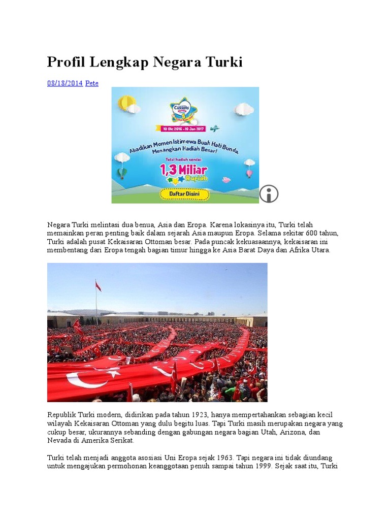 Geografi dan Profil Negara Turki | PDF | Sejarah | Klasik