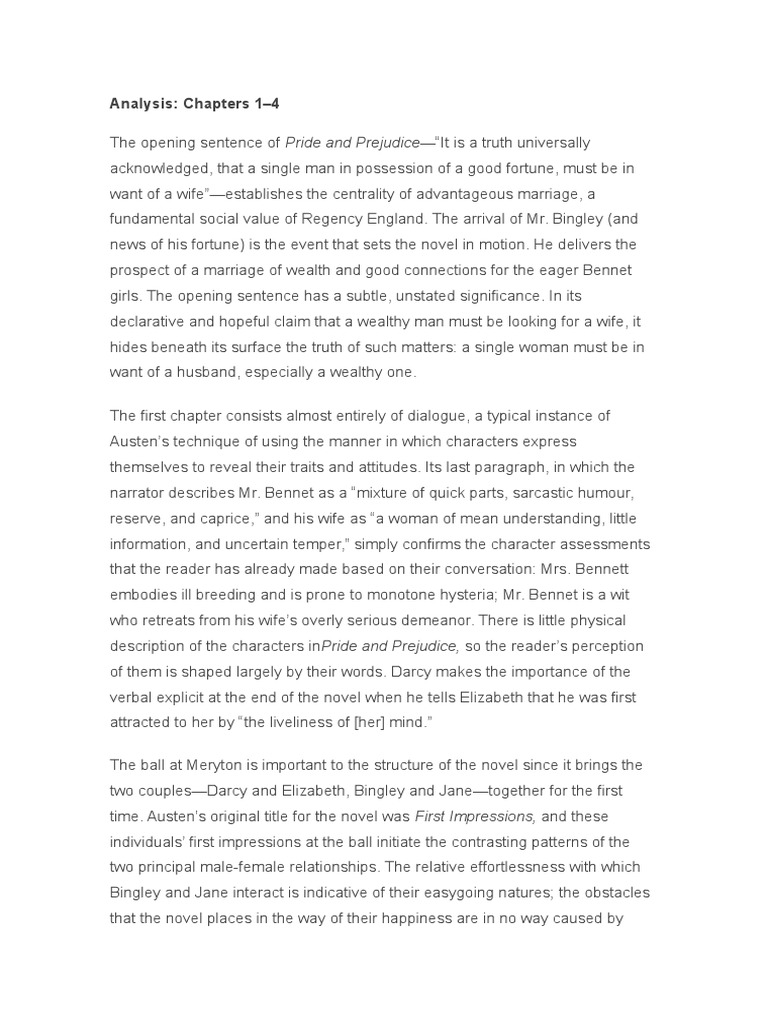 Analysis Pride and Prejudice | PDF | Pride And Prejudice | Society
